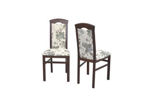 4046884086811 - Möbel Direkt Online - Massivholz Esszimmerstuhl Aliceim 2er-Set Nussbaum Stoff beige mit Blumendessin
