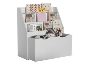 4051814439933 - Holzregal mit Rollen Schublade platzsparendes Kinder Regal Maße H 80 x B 73 x T 30 cm Elegantes Regal stehend Aufbewahrungsbox Bücherregal Aufbewahrungsregal - Besira L