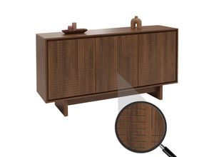 4057651769998 - Sideboard MCW-O35 Schrank Highboard 3 Türen Staufächer Melamin 86x160x40cm ~ braun