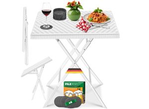 4255598355155 - KESSER® Balkontisch klappbar Wetterfest & UV-beständig Balkonmöbel Beschichteter Stahl Outdoor Gartentisch Gartenmöbel mit 6 Filz-Untersetzer Bistrotisch bis zu 100 kg belastbar