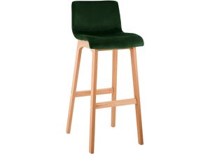 4255716369897 - Barhocker mit Lehne Hover Barstuhl Holz Natura gepolstert mit Samtbezug Tresenstuhl 77cm Sitzhöhe 4255716369897 - Barhocker mit Lehne Hover Barstuhl Holz Natura gepolstert mit Samtbezug Tresenstuhl 77cm Sitzhöhe