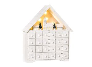 0012536984778 - Adventskalender Zum Befüllen 24 Schubladen Fächer Weihnachtskalender Mit Led-Lichtern 2-In-1-Design Weihnachtsdeko Weiß 39 X 9 X 42 Cm
