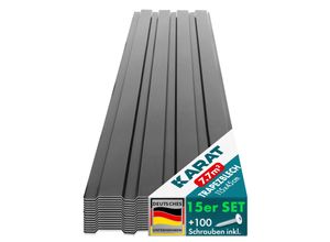 4066088637473 - Karat homeliving Trapezblech Wand- & Dachverkleidung Profilblech Grau 15 Stück