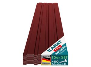 4066088652476 - Karat homeliving Trapezblech Wand- & Dachverkleidung Profilblech Rot 15 Stück