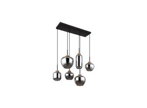 9007371441518 - Pendelleuchte Metall Schwarz-matt Glas Rauchfarbe L 80 cm