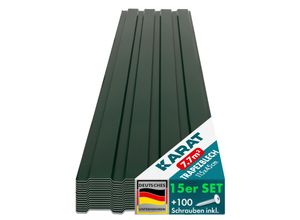 4066088637480 - Karat homeliving Trapezblech Wand- & Dachverkleidung Profilblech Grün 15 Stück