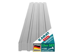 4066088652469 - Karat homeliving Trapezblech Wand- & Dachverkleidung Profilblech Hellgrau 15 Stück