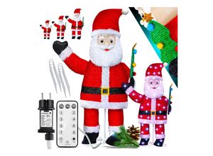 4255598302517 - KESSER® LED Weihnachtsmann Santa mit Fernbedienung - Mit 8 Modi Bunter Farbspiel- Timer 24H Weihnachtsfigur Beleuchtet Weihnachtsdekoration für Indoor & Outdoor IP44 Weihnachtsbeleuchtung
