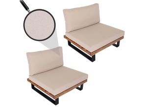 4057651935263 - 2er-Set Lounge-Sessel MCW-H54 Garten-Sessel Spun Poly Akazie Holz FSC-zertifiziert Alu ~ hellbraun Polster beige