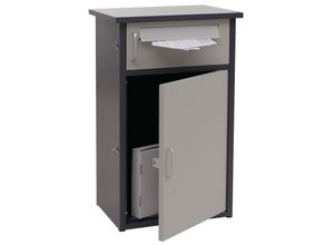 4057651769394 - Paketkasten MCW-O51 Paketbox Paketfach Paketstation Briefkasten 2 Fächer Stahl 78x49x38cm ~ dunkelgrau hellgrau