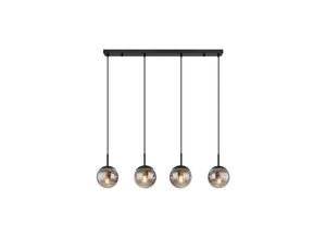 9007371435685 - GLOBO 15881-4H Hängeleuchte SAMOS E27 LED 4x9W Metall schwarz matt Glas rauchfarben B15cm H120cm