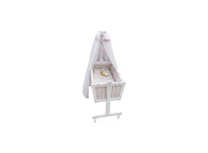 4260423420281 - Baby Wiege Kinder Bett Stubenwagen Beistellbett + 9 tlg Zubehör Weiß   Beige 4260423420281 - Baby Wiege Kinder Bett Stubenwagen Beistellbett + 9 tlg Zubehör Weiß   Beige