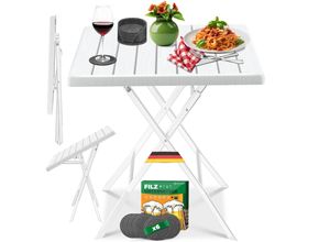 4255598355124 - KESSER® Balkontisch klappbar Wetterfest & UV-beständig Balkonmöbel Beschichteter Stahl Outdoor Gartentisch Gartenmöbel mit 6 Filz-Untersetzer Bistrotisch bis zu 100 kg belastbar