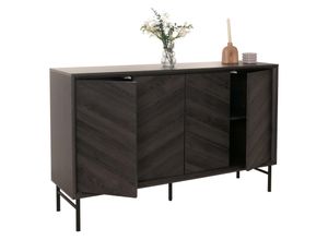 4057651645988 - Sideboard MCW-M50 Schrank Kommode Highboard Anrichte Massiv-Holz Mango 94x151x40cm ~ dunkelgrau