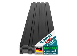 4066088652759 - Karat homeliving Trapezblech Wand- & Dachverkleidung Profilblech Schwarz 15 Stück