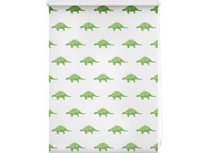4250434131818 - Seitenzugrollo ORIGINAL Rollo Klemmfix ohne Bohren blickdicht Dinos - Grün Rollos Gr 150 cm stufenlos positionierbar 70 cm grün (grün weiß) Kinder Kinderzimmer-Rollos