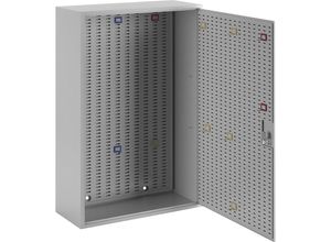4061753018557 - eurokraft basic Schlüsselschrank lichtgrau RAL 7035 HxBxT 450 x 300 x 130 mm für 60 Haken