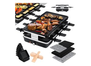 4260692715309 - KESSER® Gourmet-Set mit natürlicher Grillplatte | Gourmet-Set für 8 Personen elektrischer Grill Raclette mit Antihaftbeschichtung 8 Pfännchen und Holzspatel - Schwarz 1200W 4260692715309 - KESSER® Gourmet-Set mit natürlicher Grillplatte | Gourmet-Set für 8 Personen elektrischer Grill Raclette mit Antihaftbeschichtung 8 Pfännchen und Holzspatel - Schwarz 1200W