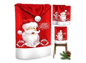 4255598308991 - KESSER® Premium Weihnachtsstuhlüberzug Set Stuhlhussen für Weihnachten Nikolausmütze Stuhlbezug Husse Weihnachtsdeko für Stühle Überzieher - Stuhlabdeckung im weihnachtlichen Design