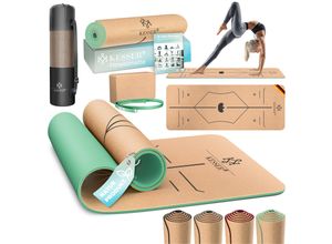 4260692718065 - KESSER® Yogamatte Kork Inkl Tragegurt Tasche & Yoga-Block Gymnastikmatte Yoga Matte rutschfest aus Naturkautschuk TPE Fitnessmatte 183 x 62 Trainingsmatte für Fitness Sportmatte Gymnastik extradick 4260692718065 - KESSER® Yogamatte Kork Inkl Tragegurt Tasche & Yoga-Block Gymnastikmatte Yoga Matte rutschfest aus Naturkautschuk TPE Fitnessmatte 183 x 62 Trainingsmatte für Fitness Sportmatte Gymnastik extradick