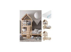 4251421961524 - Kinderbett Teddy 90x200cm mit Matratze Spielbett Jugendbett Spielturm Natur 4251421961524 - Kinderbett Teddy 90x200cm mit Matratze Spielbett Jugendbett Spielturm Natur