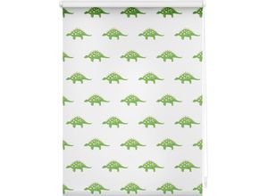 4250434131832 - Seitenzugrollo ORIGINAL Rollo Klemmfix ohne Bohren blickdicht Dinos - Grün Rollos Gr 150 cm stufenlos positionierbar 90 cm grün (grün weiß) Kinder Kinderzimmer-Rollos