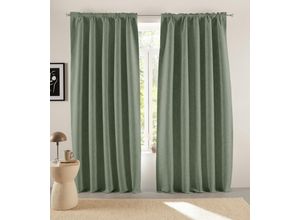 4068223948901 - Verdunkelungsvorhang Marusha Gr 1 dunkelgrün B135cm H145cm Polyester Polyester LEGER HOME BY LENA GERCKE Gardinen Verdunkelnder Vorhang blickdicht Leinenoptik verschiede Größen