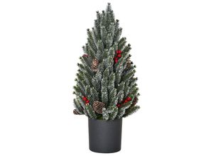4251774919999 - Künstlicher Weihnachtsbaum für den Tisch mit künstlicher Schneeoptik grün Ø27 x 47H cm Weihnachtsbaum künstlich Tischbaum LED Kunsttanne Christbaum