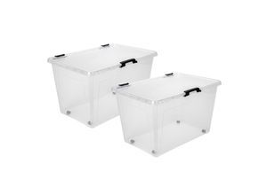 4059865149603 - 2x Aufbewahrungsbox 52L Set Deckel Kunststoffbox Stapelbox Lager Regal Box klar