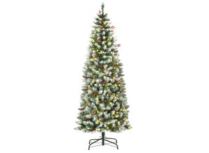 4251774919623 - Künstlicher Weihnachtsbaum mit Beleuchtung künstlichen Beerenschmuck und künstlichen Schnee bunt Ø65 x 180H cm Weihnachtsbaum künstlich Schnee LED Kunsttanne Christbaum