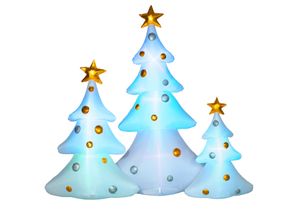 4255633536990 - Homcom - Aufblasbare Weihnachtsdekoration mit LED-Licht 210 cm 3er-Set Selbstaufblasender Weihnachtsbaum Wasserdicht für Weihnachtsfeiern Indoor