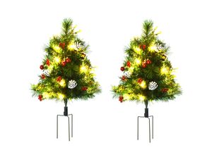 4251774973243 - Künstlicher Weihnachtsbaum als 2er Set grün 33 x 75 cm (ØxH) Künstlicher Tannenbaum Mini Weihnachtsbaum künstlich