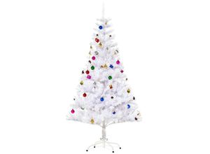 4250871202645 - Weihnachtsbaum künstlicher Christbaum Tannenbaum Baum 150cm mit Ständer inkl Dekor (150cm weiß Weihnachtsbaum) - Homcom 4250871202645 - Weihnachtsbaum künstlicher Christbaum Tannenbaum Baum 150cm mit Ständer inkl Dekor (150cm weiß Weihnachtsbaum) - Homcom