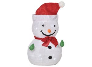 4251774920261 - Schneemann Trägt einen funkelnden Hut 30 eingebaute LED-Lichter Grün Rot Weiß Ø30 x 51H cm (ØxH) Weihnachtsdeko LED Schneemann Tradition