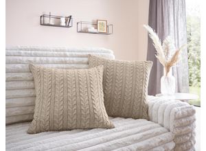 4068222577829 - Dekokissen Trisha 2er Set beige B50cm L50cm Baumwolle LEGER HOME BY LENA GERCKE Dekokissen_Sitzkissen_Kissenhüllen Modernes Strickmuster 50x50 ohne Füllung Zopfmuster 2er Set