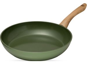 4260129741307 - Bratpfanne JUST VEGAN CeraVegan Pfannen Gr Ø 28 cm + Höhe 5 cm grün (dunkelgrün) Bratpfannen pflanzliche Keramikbeschichtung Induktion