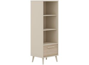 4250004684492 - Standregal PAIDI EEFJE in Beige 3 offene Fächer und 1 Schublade mit Soft-Close beige (cashmere beige groovy oak) B48cm H139cm T41cm Spanplatte Regale modernes und langlebiges Regal aus Holz geprüfte Qualität