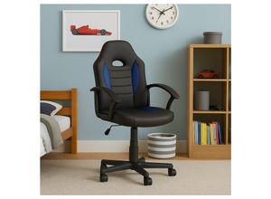 4255701914323 - Schreibtischstuhl Junior höhenverstellbar ergonomischer Drehstuhl Schwarz-Blau
