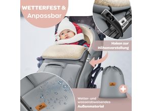 4255598302098 - KIDIZ® Babyfußsack Baby Fußsack Winterfußsack Babyschale mit Reißverschluss Kuschelsack Babydecke Kinderwagen waschbar verschließbarer Kopfteil Tasche passend für alle Kinderwagen