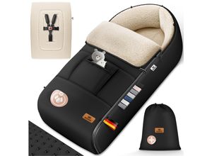 4255598302081 - KIDIZ® Babyfußsack Baby Fußsack Winterfußsack Babyschale mit Reißverschluss Kuschelsack Babydecke Kinderwagen waschbar verschließbarer Kopfteil Tasche passend für alle Kinderwagen