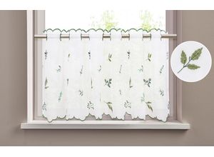 4068223968329 - Scheibengardine MY HOME Alphonse Gr 1 grün B90cm H30cm Polyester Gardinen Bestickt floral gemustert schöne Haptik
