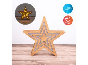 4003222886014 - näve Dekolicht Stern Weihnachtsdeko Ein- Ausschalter Timerfunktion LED fest integriert Warmweiß Sperrholz 10x LED Batteriefach mit Ein- Ausschalter+Timerfunktion beige