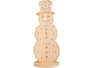 4003222888599 - LED Dekoobjekt NÄVE Snowy Weihnachtsdeko aus Holz Lampen Gr Höhe 80 cm 1 St beige (natur) Weitere Weihnachtsdeko Schneemann aus Holz inkl Timer Höhe ca 80 cm Batteriebetrieb