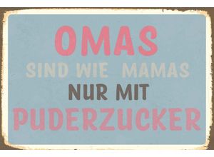4049009865346 - Metallbild QUEENCE Puderzucker V rosa (farbe bild(er) rosa) B45cm H30cm Stahl Metall Bilder Stahlschild Blechschild Sprüche Texte witzig Oma Mama