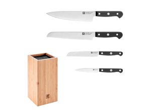 4009839704512 - Messerblock ZWILLING Gourmet inkl 4 Messer braun B12cm H24cm L12cm Messerblöcke mit flexiblen Kunststoff-Borsten Bambus