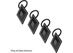 4016318289804 - Gardinenring Liedeco Gardinenstangen (Packung 4-St mit Dekoklammer) für Gardinenstangen Ø 16 mm schwarz