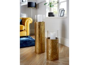 4046884053752 - Windlicht HOME AFFAIRE gold (goldfarben) H81cm Ø22cm Glas Metall Kerzenhalter Geschenkartikel Bodenwindlicht aus Metall mit Glaseinsatz ideal für Stumpenkerzen