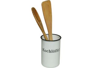 4050223512121 - Dose Kochlöffeltopf aus Emaille in Antikweiß weiß B8cm H12cm T8cm Aufbewahrungsboxen Vorratsdose