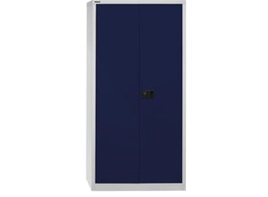 5020073769012 - BISLEY UNIVERSAL Flügeltürenschrank HxBxT 1806 x 914 x 400 mm 3 Fachböden 4 Ordnerhöhen lichtgrau   oxfordblau