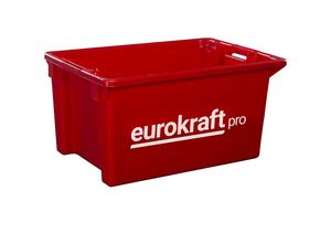 4053133005097 - eurokraft pro Drehstapelbehälter aus lebensmittelechtem Polypropylen Volumen 70 Liter VE 2 Stk Wände und Boden geschlossen rot